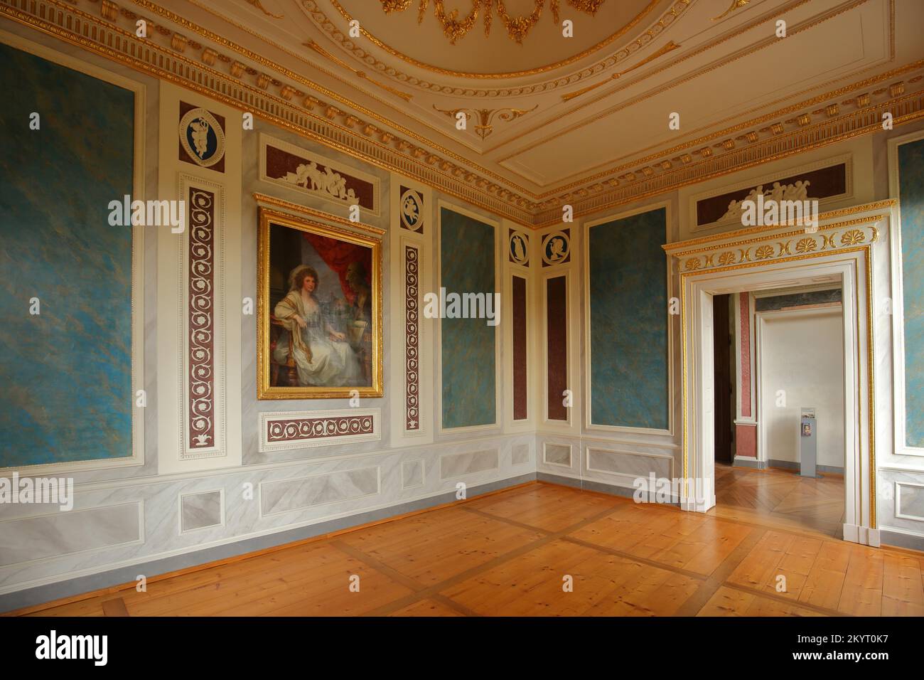 Interior view with paintings and ornaments in the room, hall, from the ...