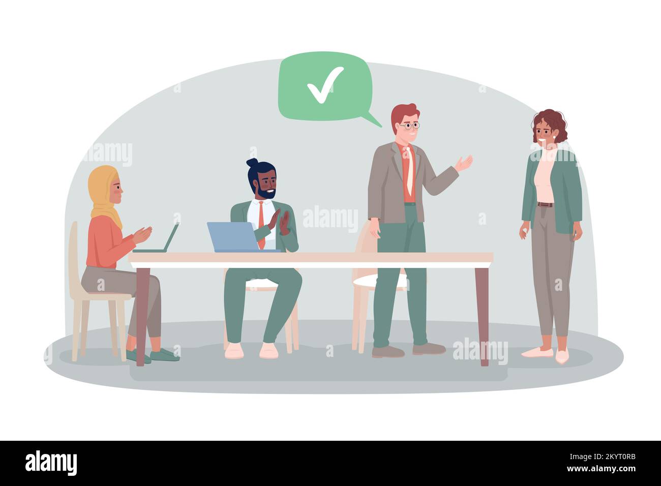 Employee receiving recognition 2D vector isolated illustration Stock ...