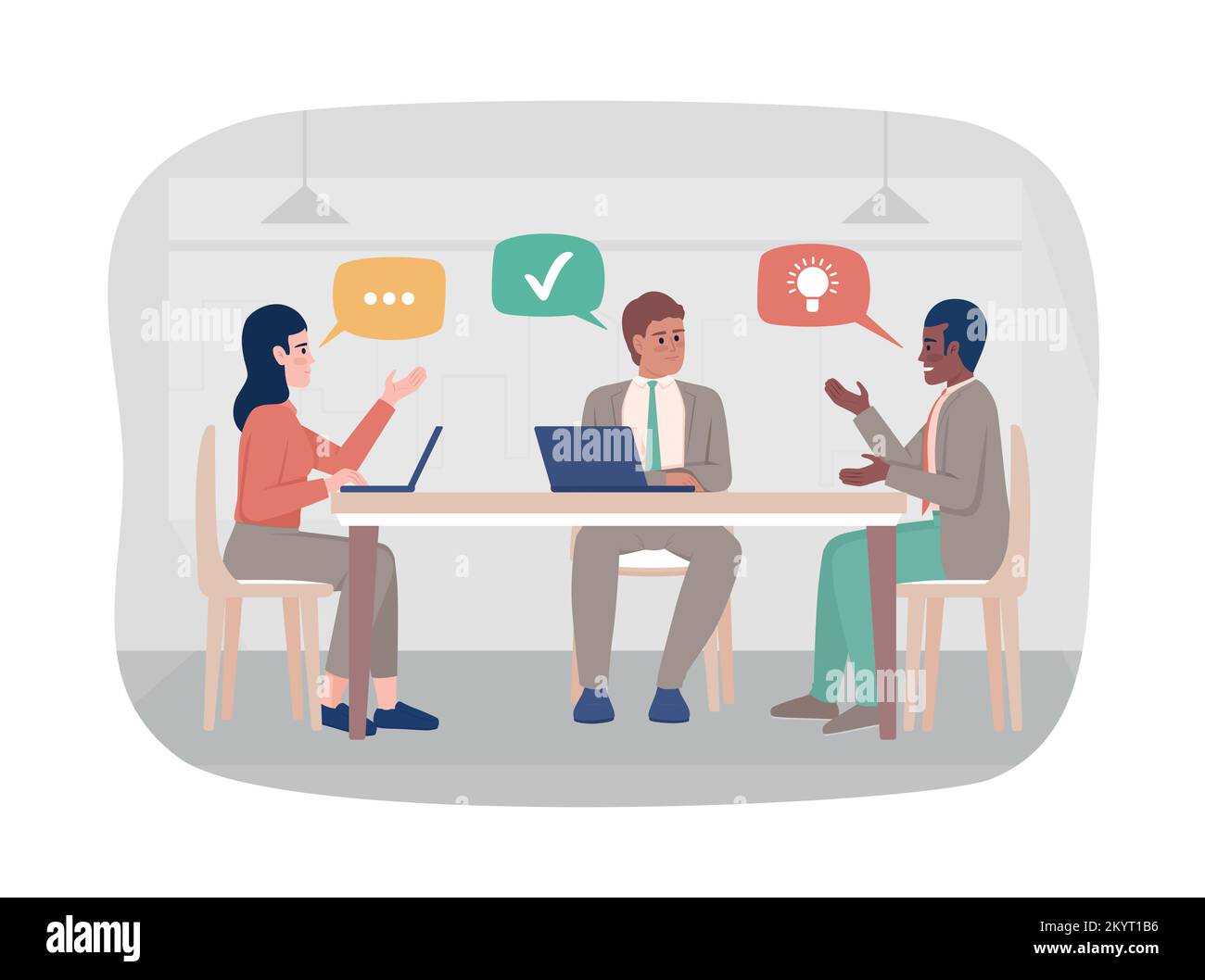 Coworkers at brainstorming 2D vector isolated illustration Stock Vector ...