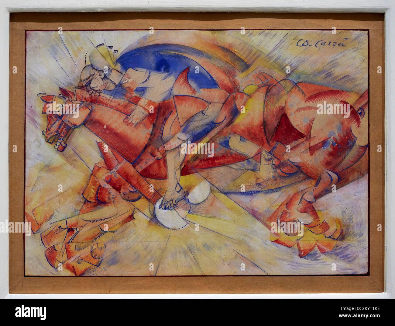 Il cavaliere rosso - tempera e olio su carta intelata - Carlo Carrà ...