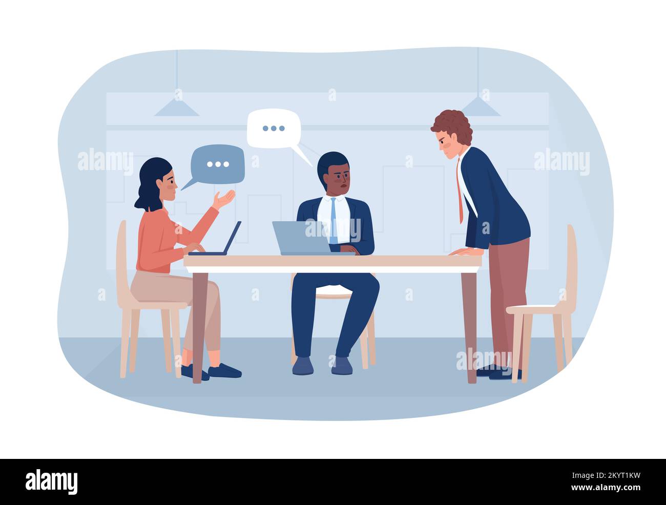 Business meeting 2D vector isolated illustration Stock Vector Image ...