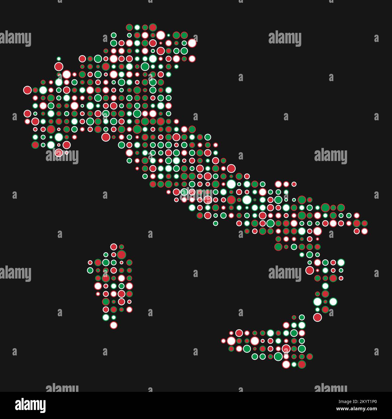 Italy Map Silhouette Pixelated generative pattern illustration Stock ...
