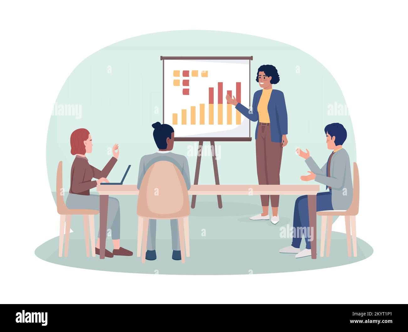 Business strategy presentation 2D vector isolated illustration Stock ...