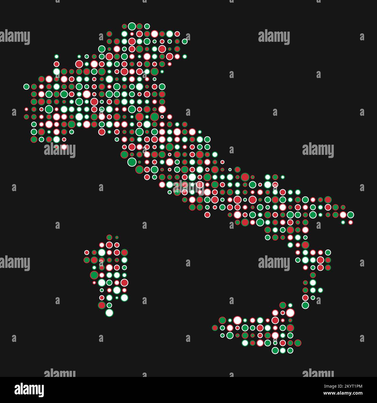 Italy Map Silhouette Pixelated generative pattern illustration Stock ...