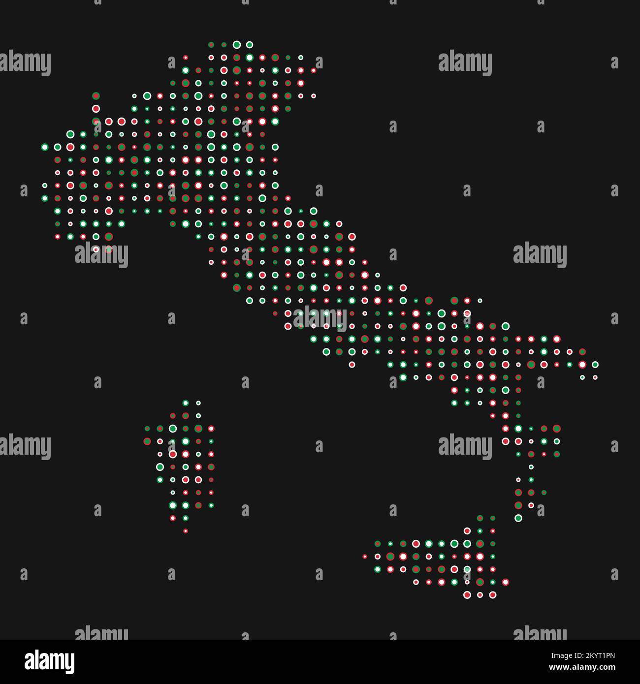 Italy Map Silhouette Pixelated generative pattern illustration Stock ...