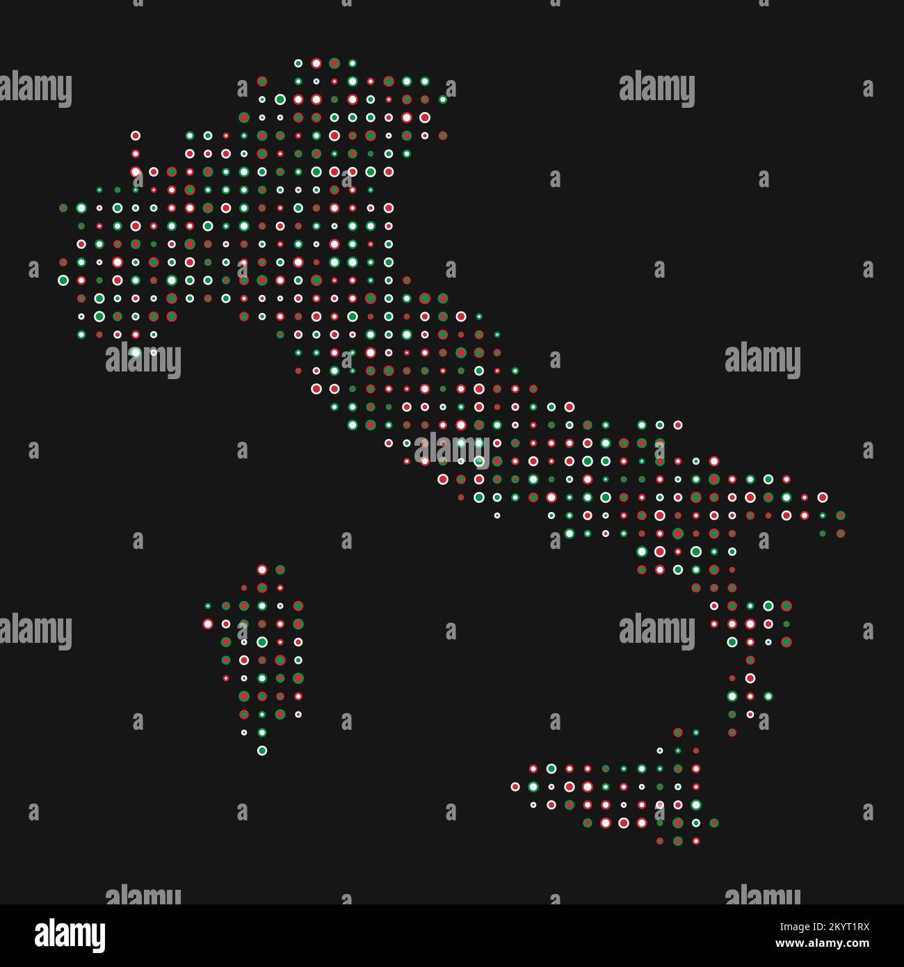 Italy Map Silhouette Pixelated generative pattern illustration Stock ...