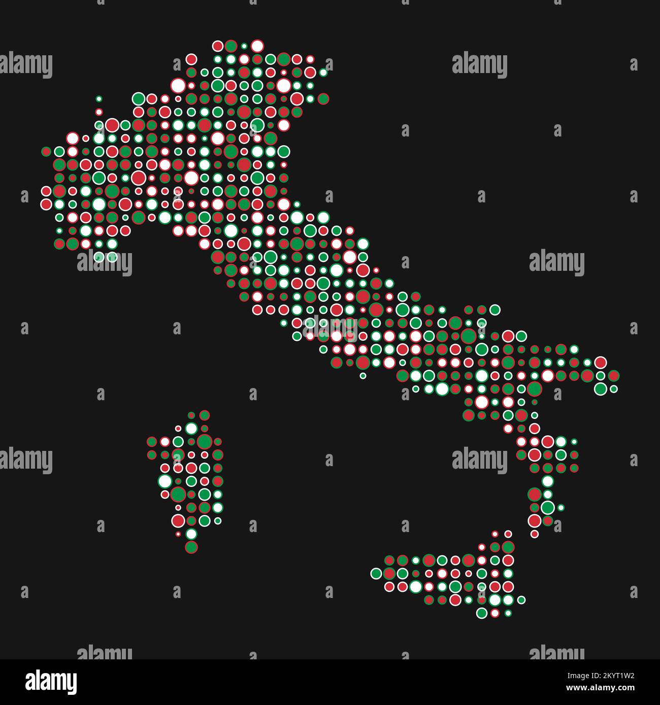 Italy Map Silhouette Pixelated generative pattern illustration Stock ...