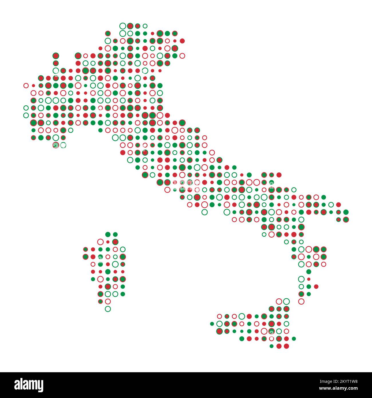Italy Map Silhouette Pixelated generative pattern illustration Stock ...