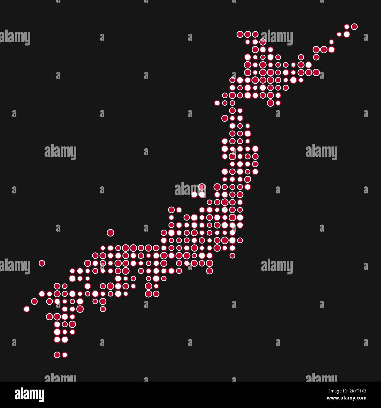 Japan Map Silhouette Pixelated generative pattern illustration Stock ...