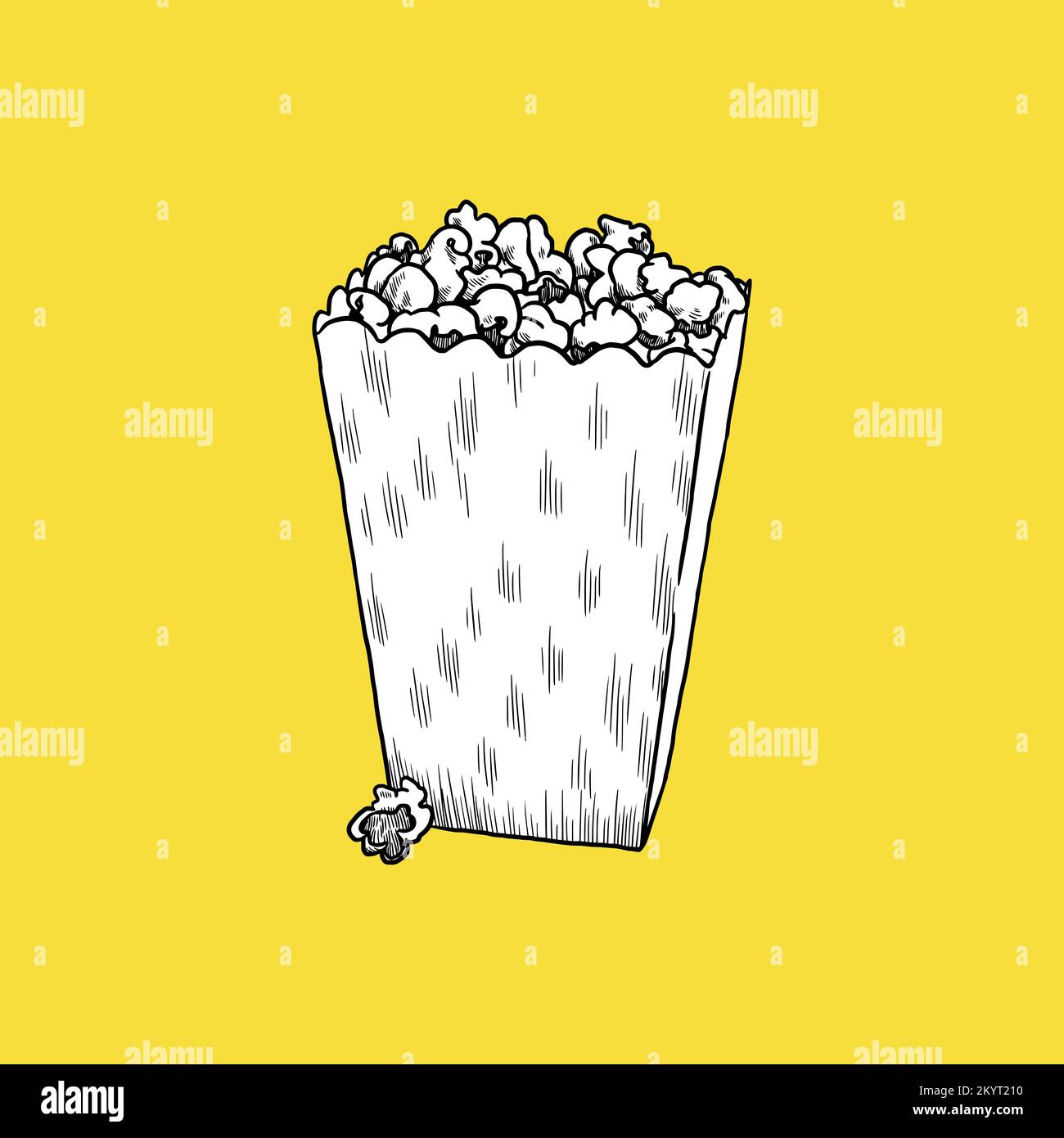 Popcorn Icon, Fast Food, Sketch and Vintage style. Vector illustration ...