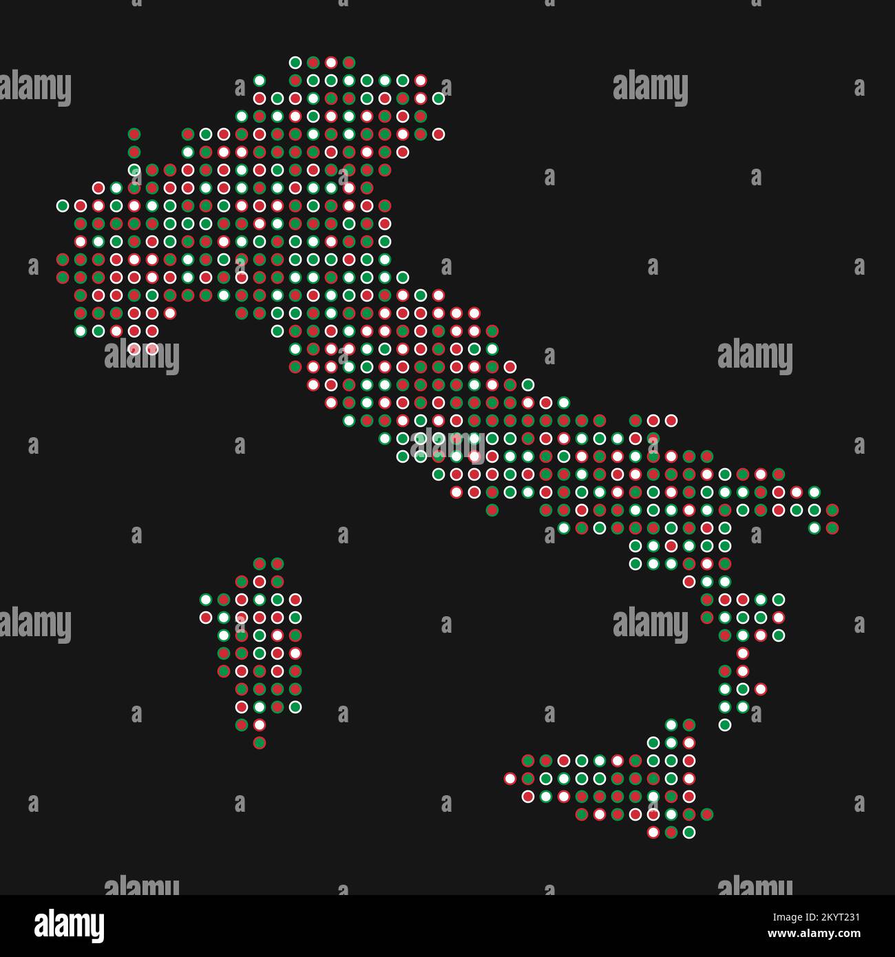 Italy Map Silhouette Pixelated generative pattern illustration Stock ...