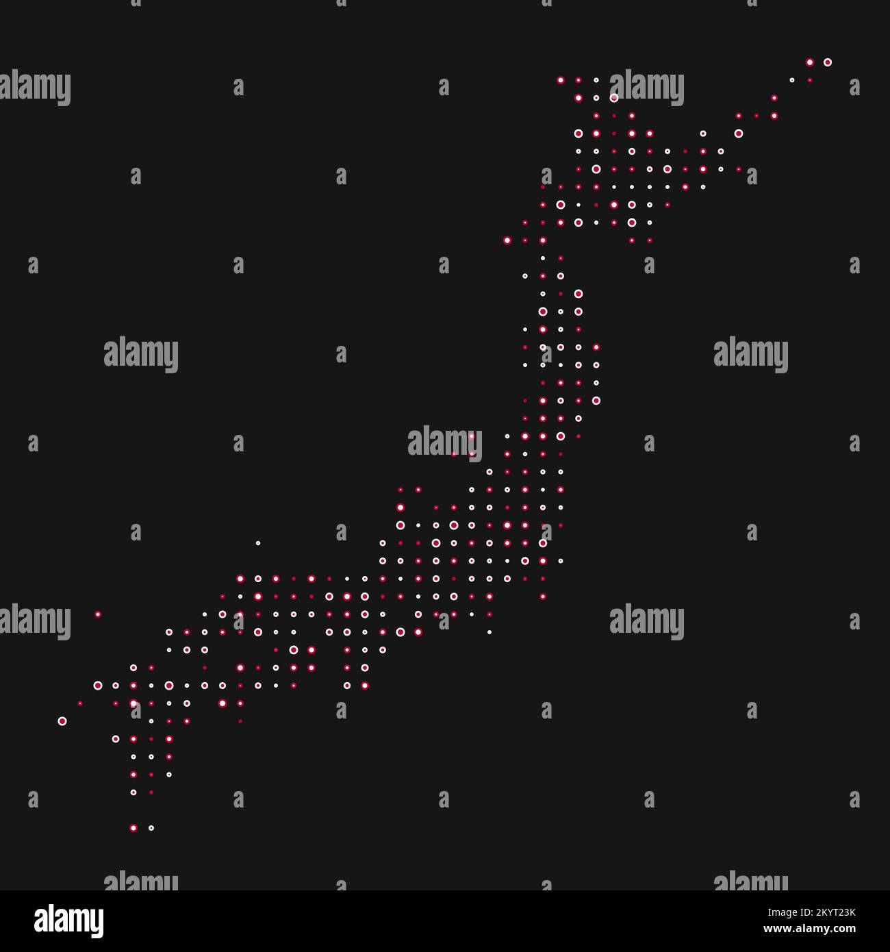 Japan Map Silhouette Pixelated generative pattern illustration Stock ...