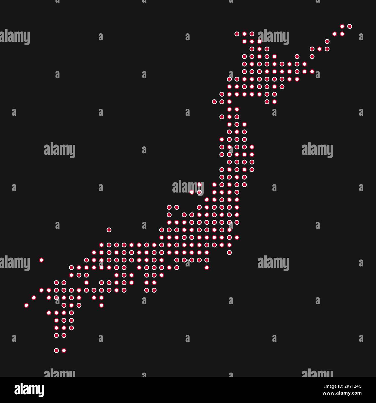 Japan Map Silhouette Pixelated generative pattern illustration Stock ...