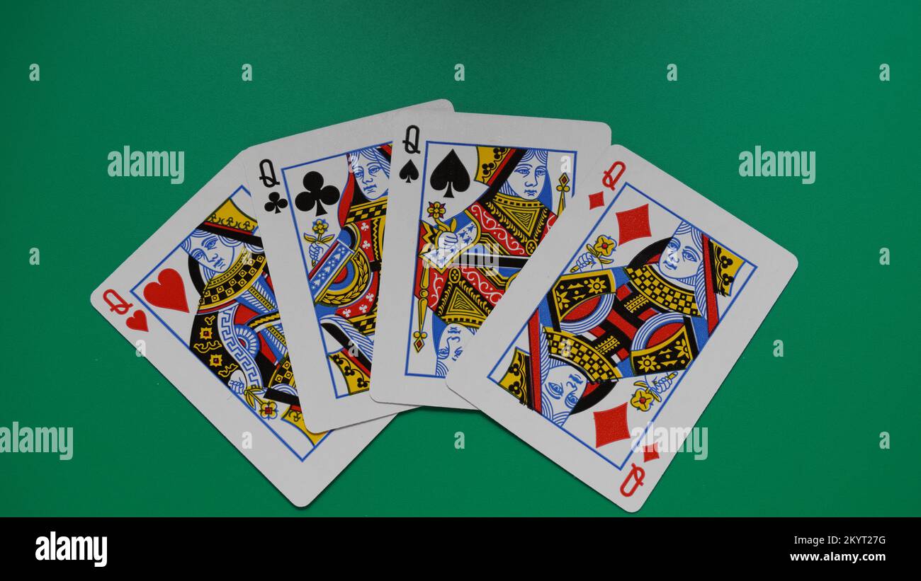 The combination of playing cards poker casino on game table Stock Photo ...