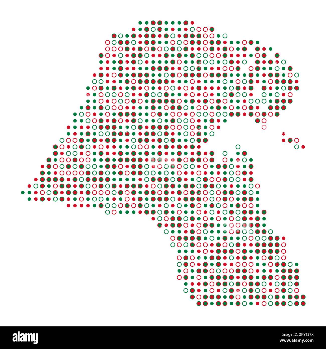 Kuwait Map Silhouette Pixelated generative pattern illustration Stock ...