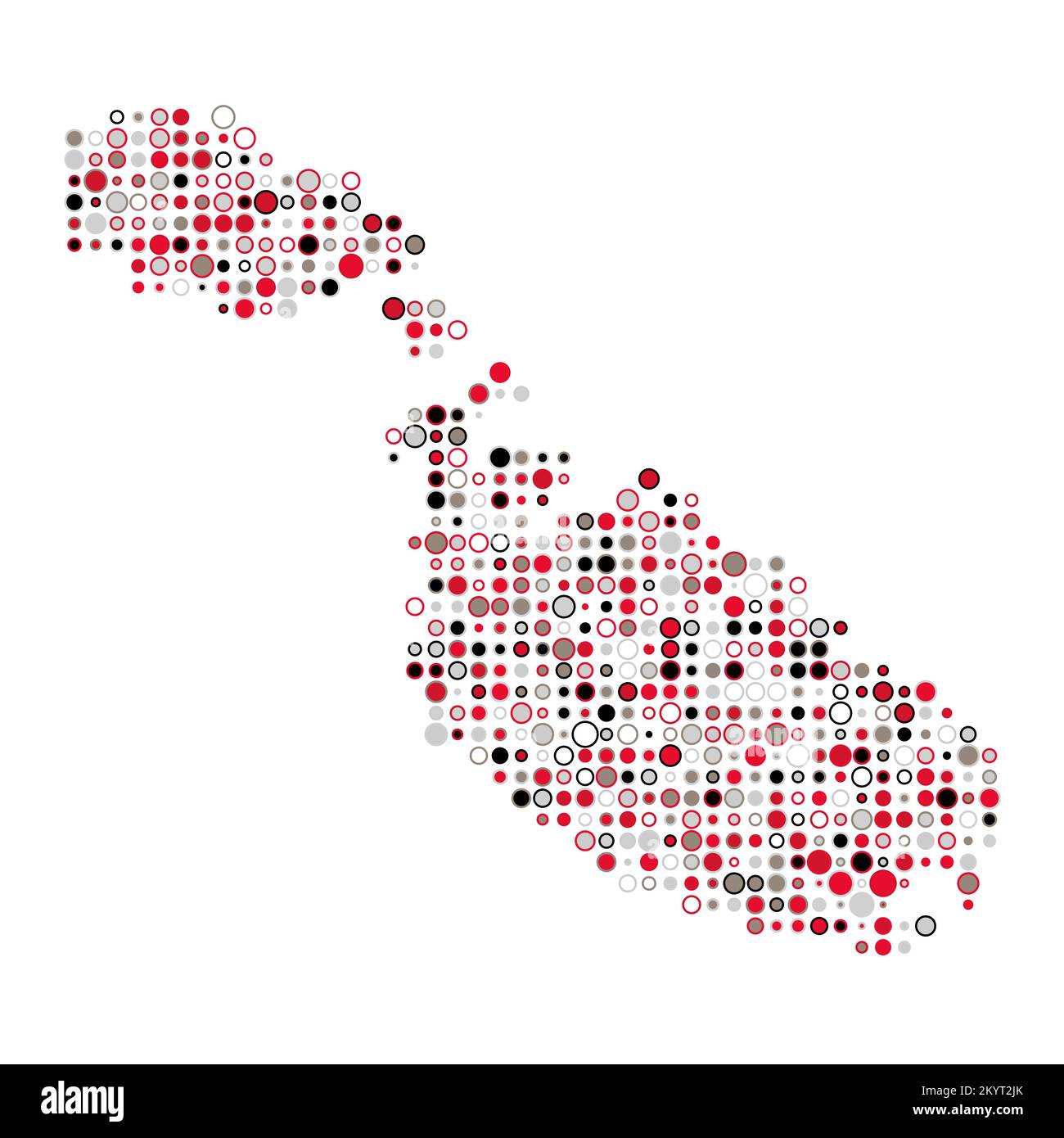 Malta Map Silhouette Pixelated Generative Pattern Illustration Stock