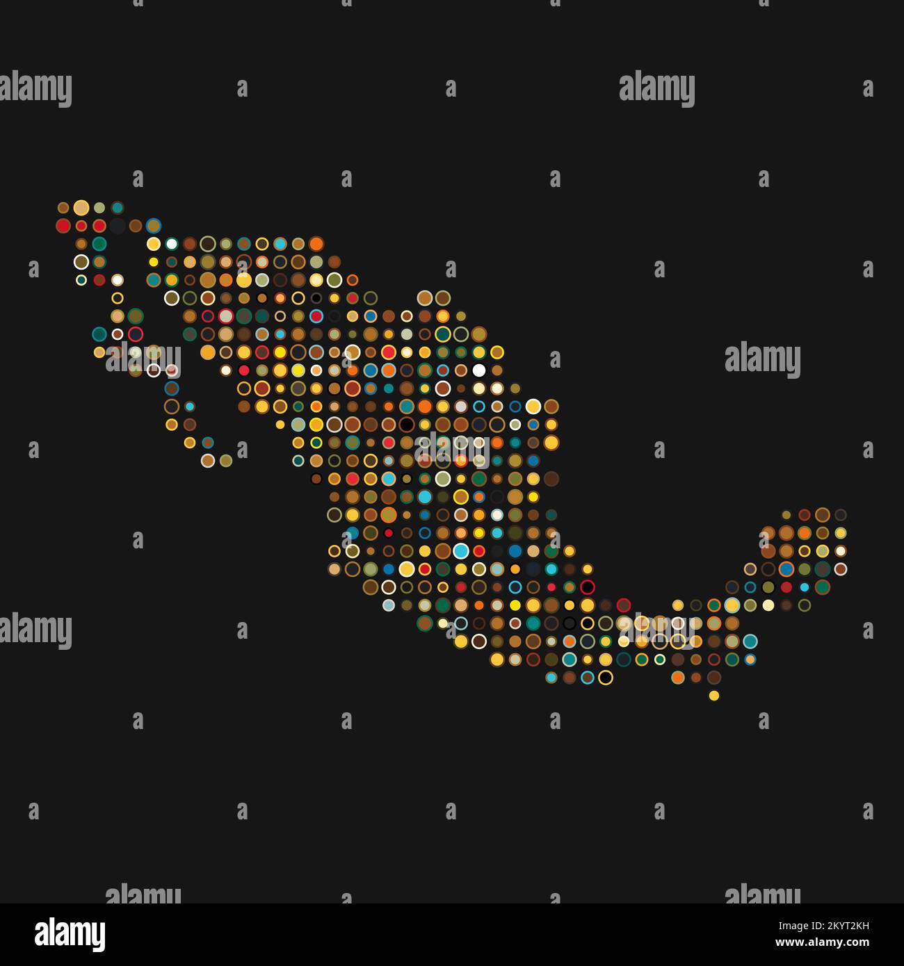 Mexico Map Silhouette Pixelated generative pattern illustration Stock ...