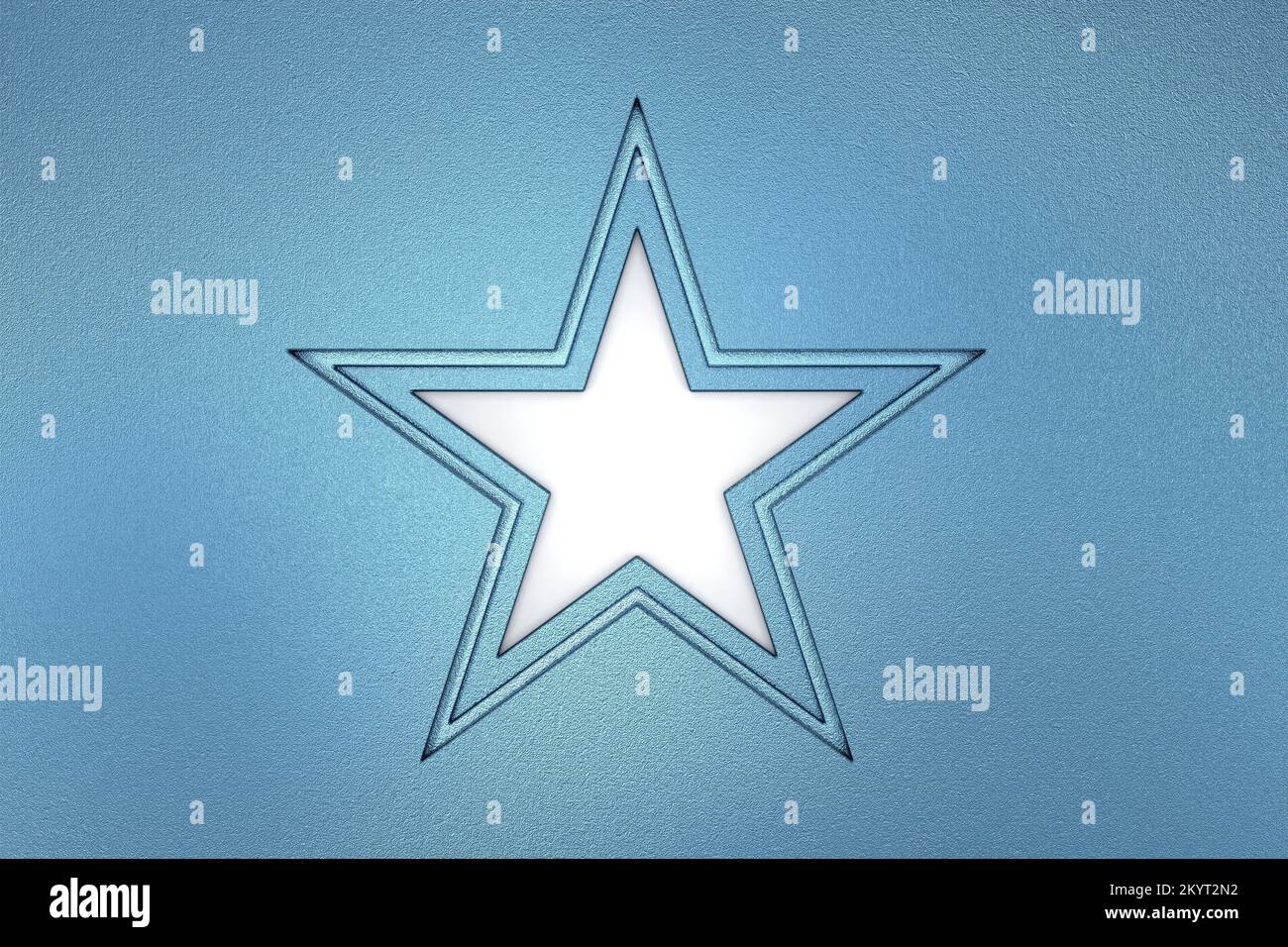 Abstract blue metal wall background with star shape, 3D embossed paper ...