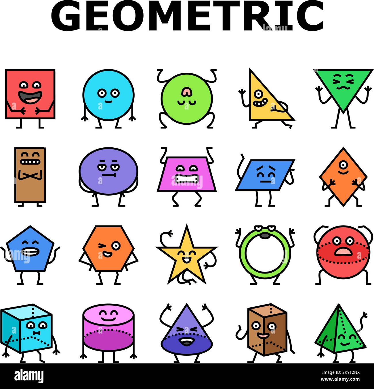 geometric shape character icons set vector Stock Vector Image & Art - Alamy