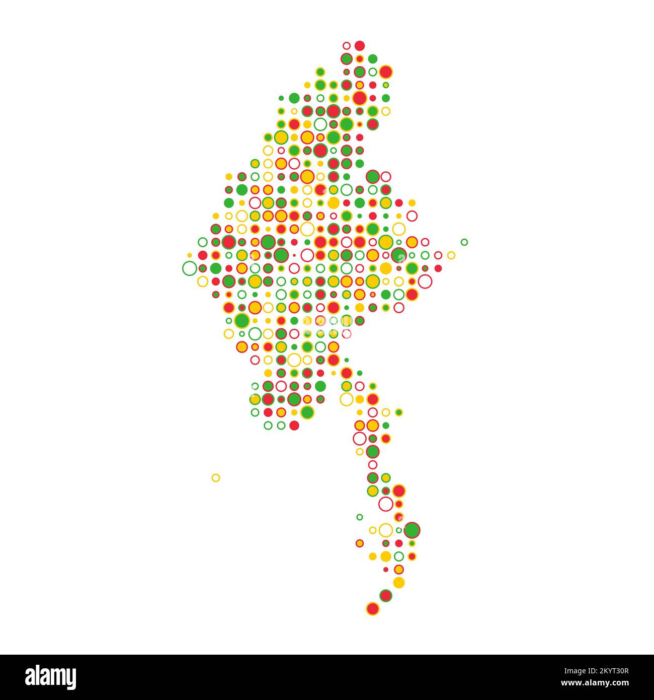 Myanmar Map Silhouette Pixelated generative pattern illustration Stock ...
