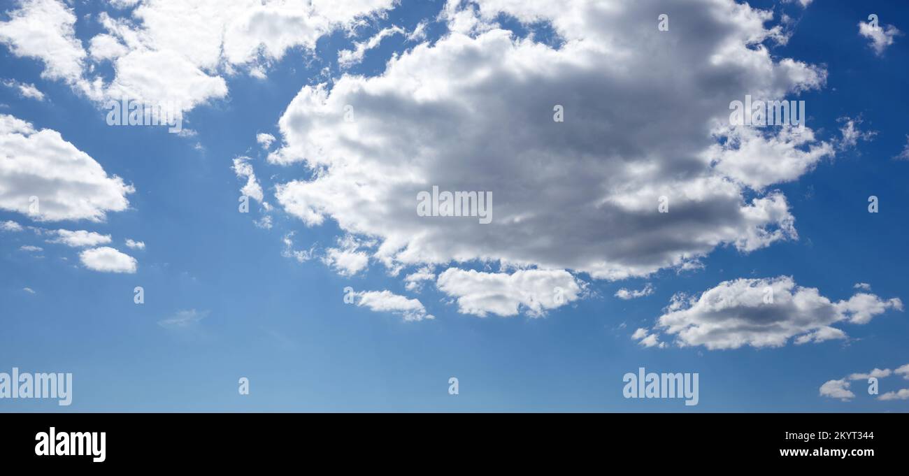 Abstract image of blurred sky. Blue sky background with cumulus clouds ...