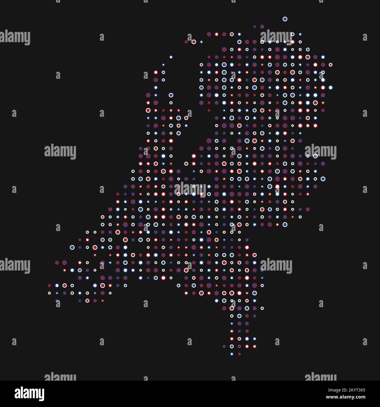 Netherlands Map Silhouette Pixelated generative pattern illustration ...