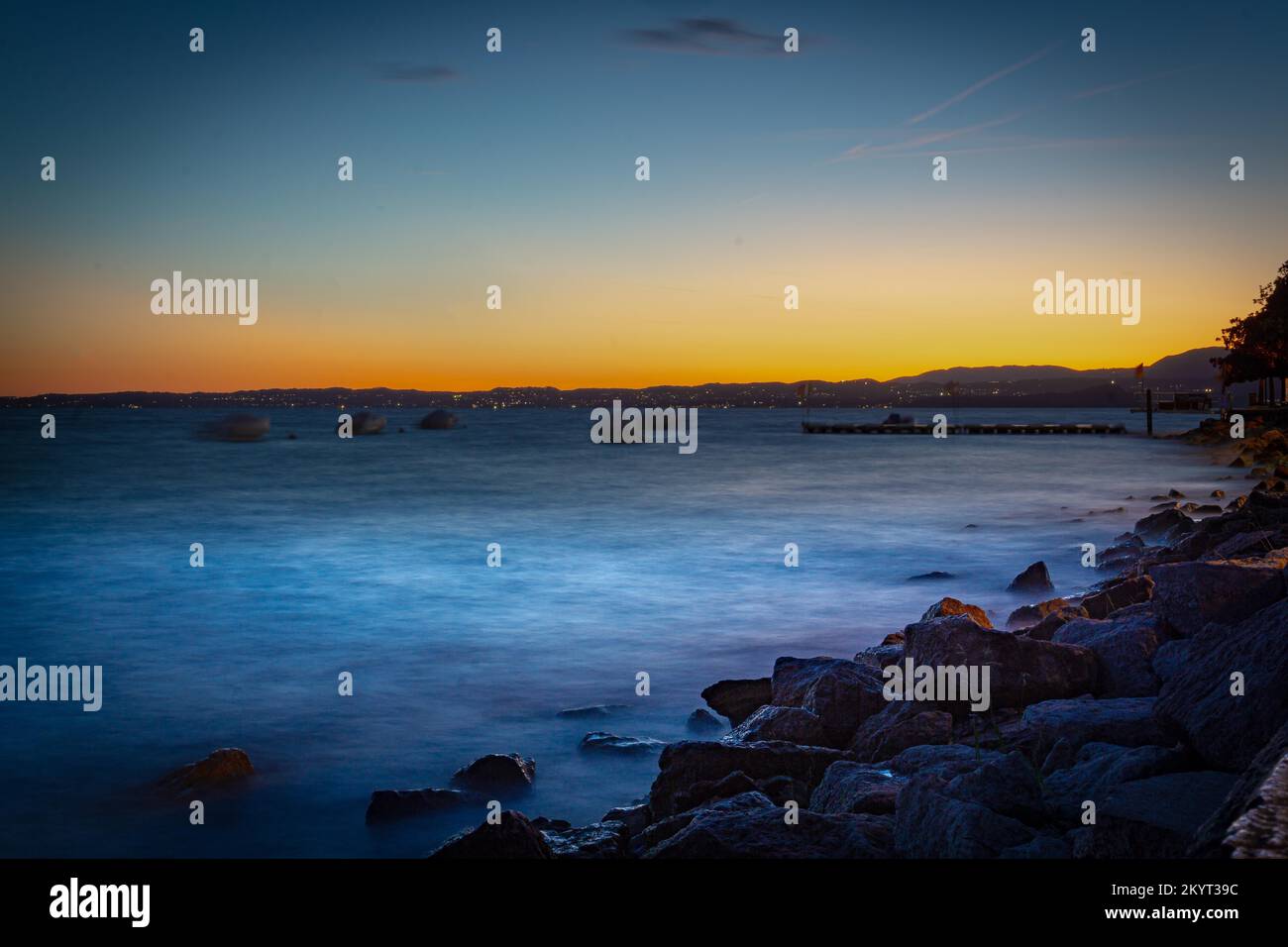 Lake sunset Italy Stock Photo - Alamy