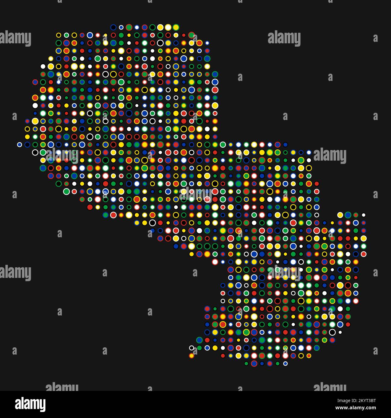 Paraguay Map Silhouette Pixelated generative pattern illustration Stock ...