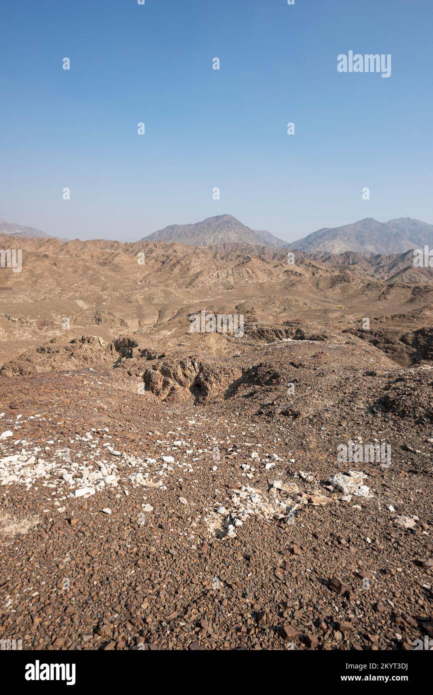 Vertical landscape of the beautiful Hajar Mountains of the United Arab ...