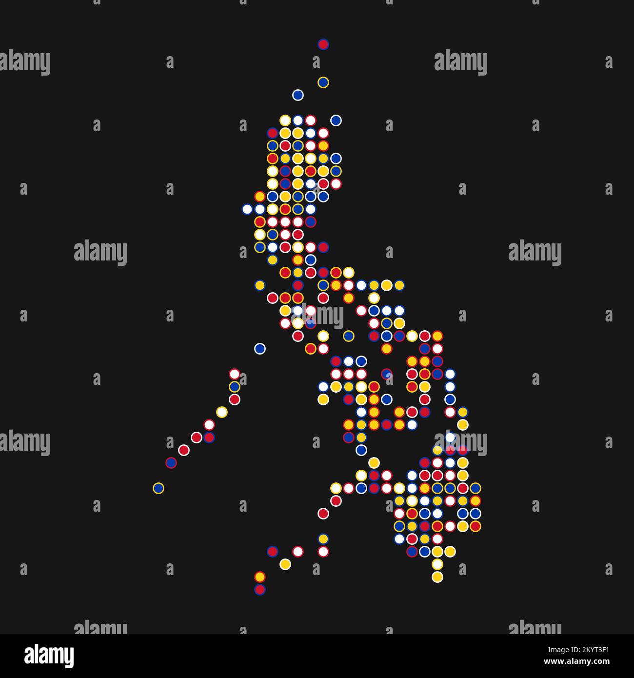 Philippines Map Silhouette Pixelated generative pattern illustration ...