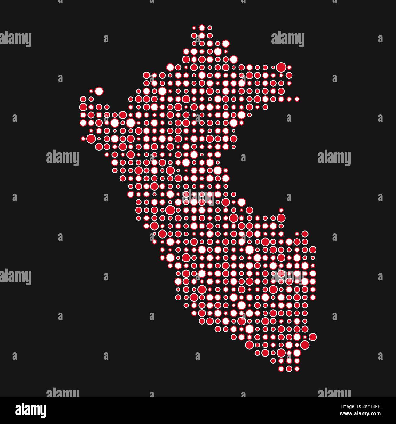 Peru Map Silhouette Pixelated generative pattern illustration Stock ...