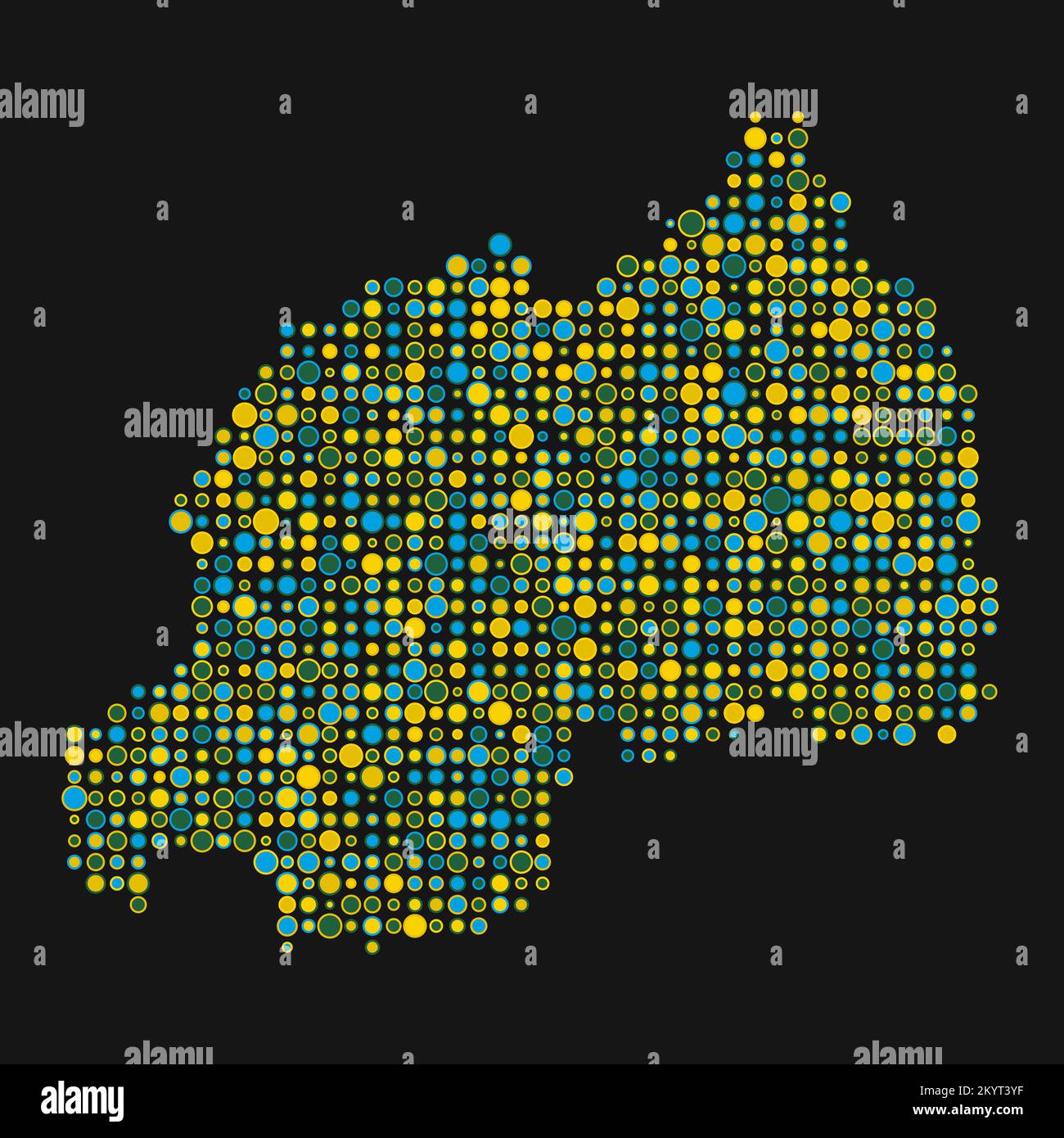 Rwanda Map Silhouette Pixelated generative pattern illustration Stock ...