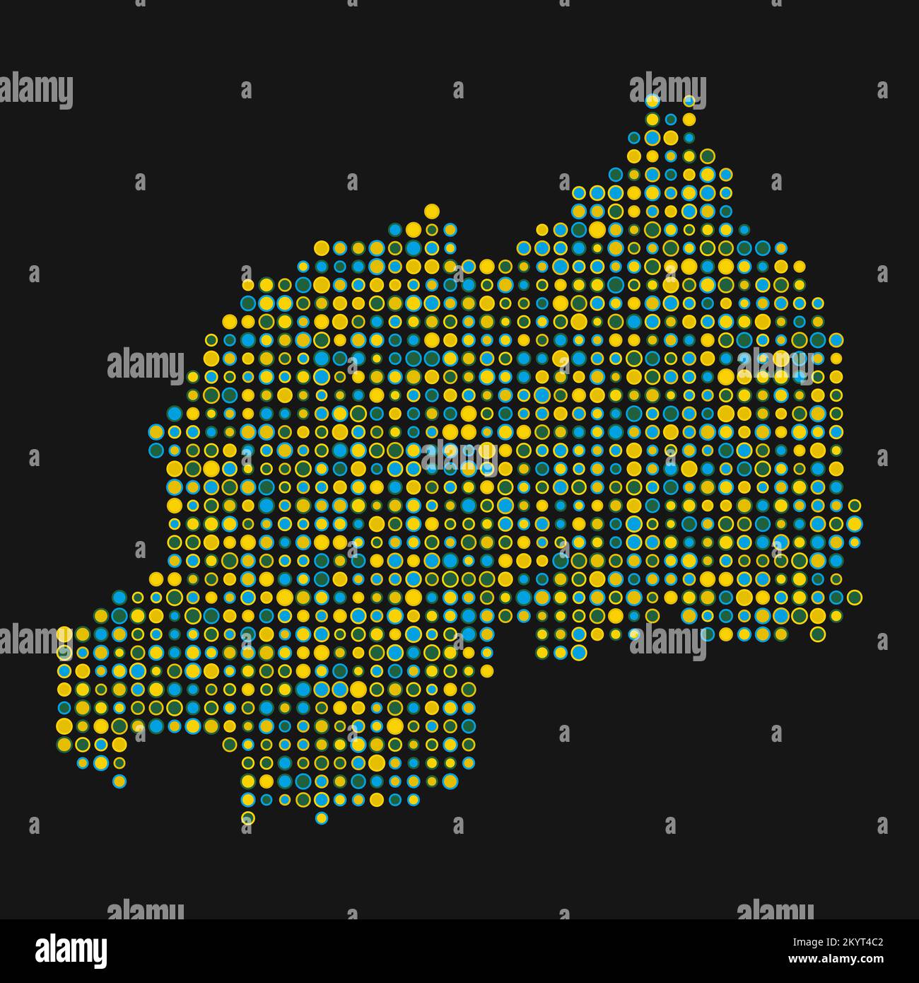 Rwanda Map Silhouette Pixelated generative pattern illustration Stock ...