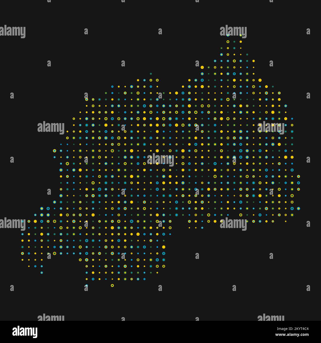 Rwanda Map Silhouette Pixelated generative pattern illustration Stock ...