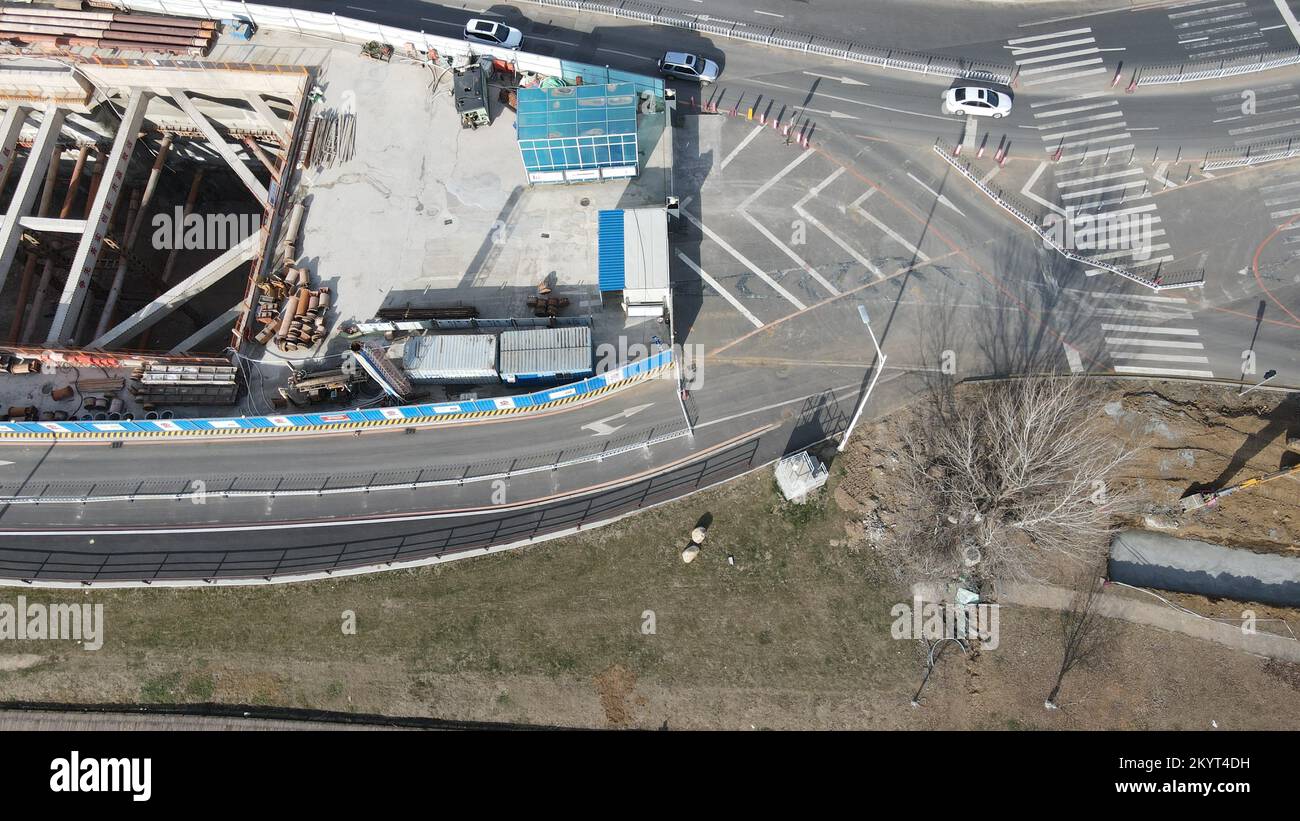Aerial photo shows the construction site of Dongling Park Station of ...