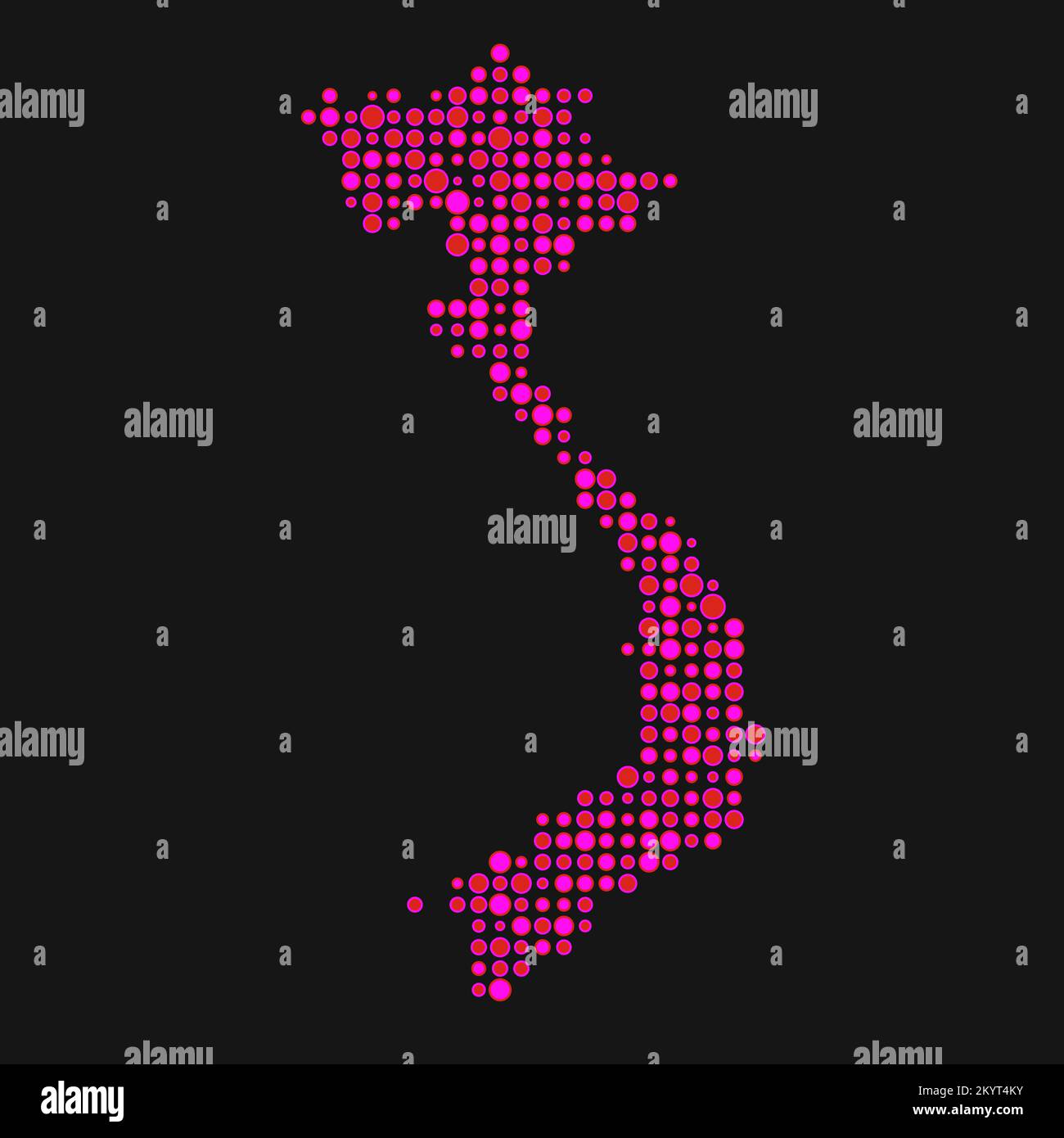 Vietnam Map Silhouette Pixelated generative pattern illustration Stock ...