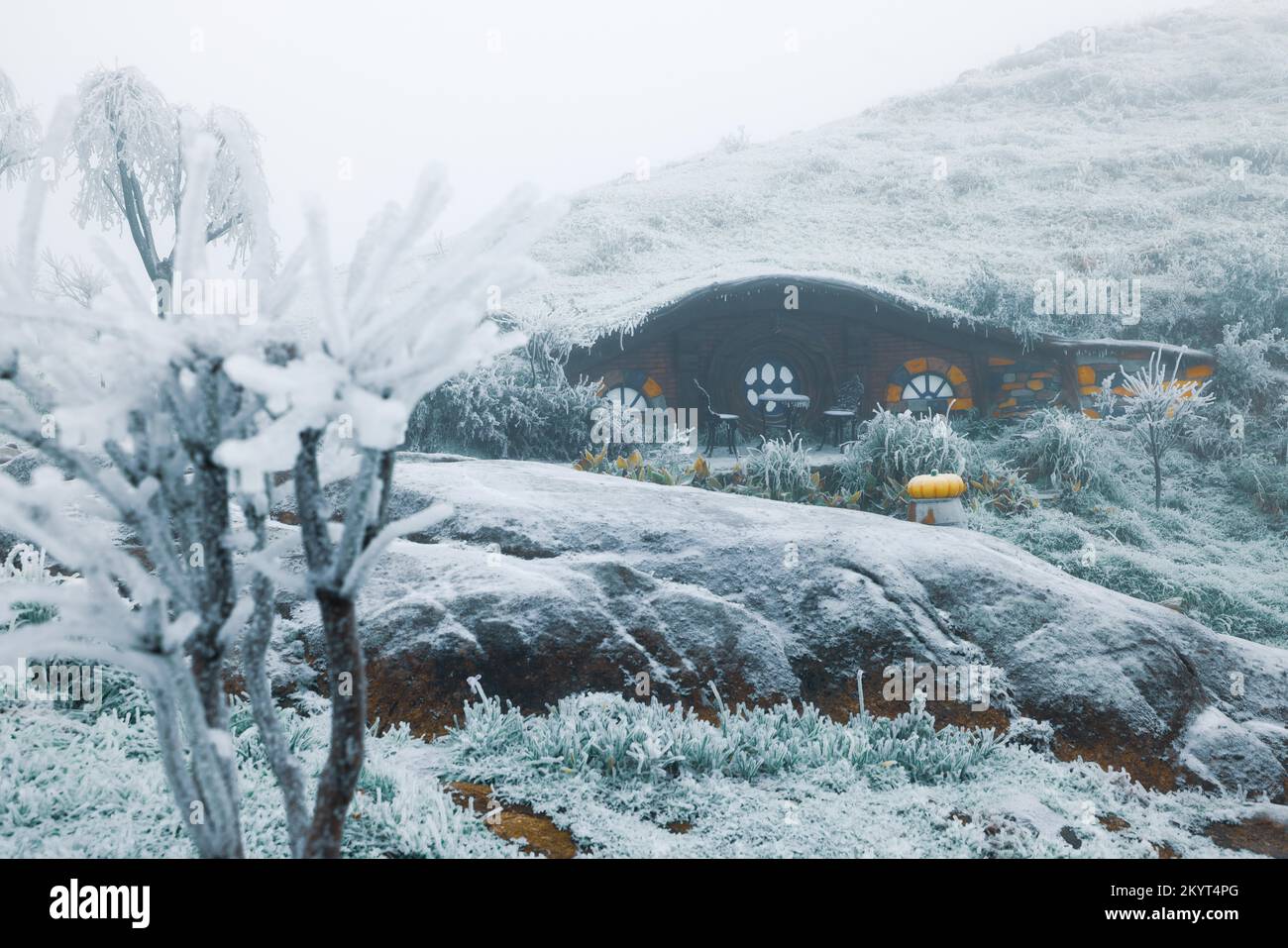 Aerial photo shows the snow scenery of Yangtianhu Scenic Area in Beihu ...
