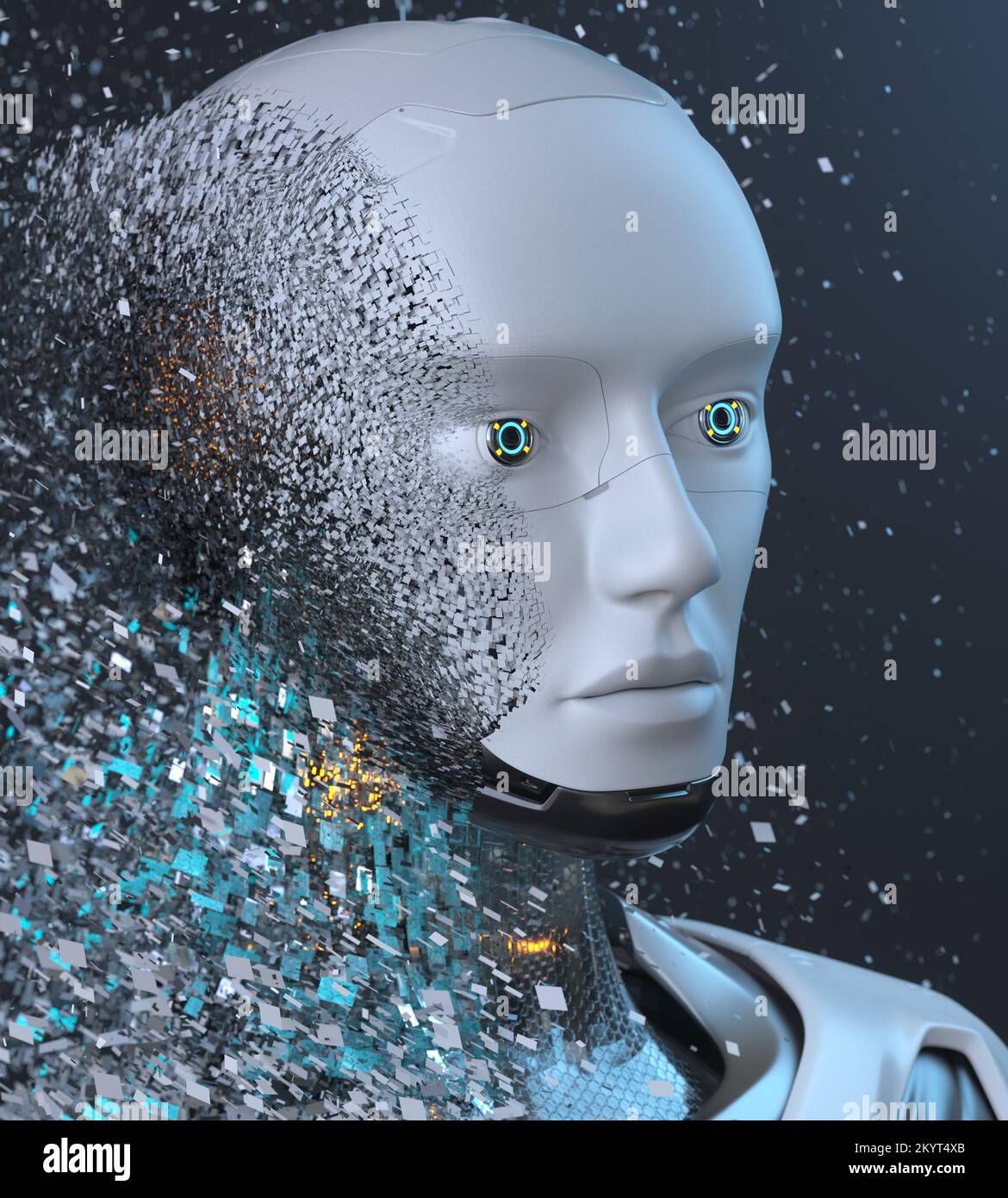 Android Robot revealing from particles. 3D illustration Stock Photo - Alamy