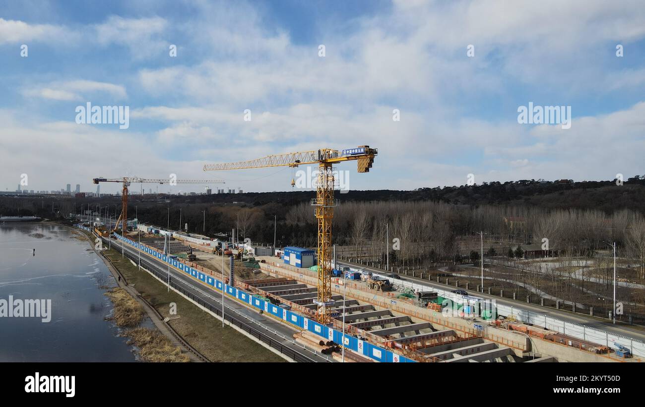 Aerial photo shows the construction site of Dongling Park Station of ...