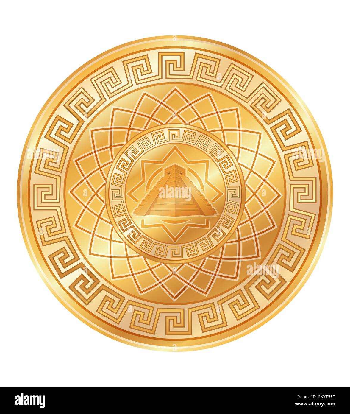 mayan ancient coin vector illustration isolated on white background ...