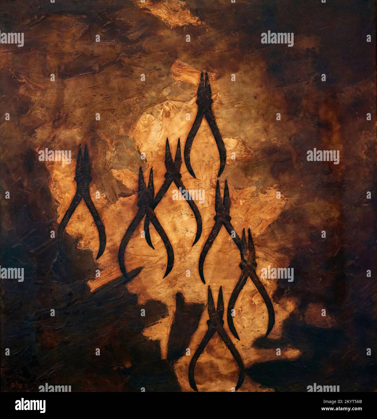 Senza titolo ( Pinze ) - olio su tela - Pietro Manzoni - 1956 - Milano ...