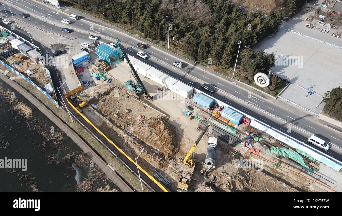 Aerial photo shows the construction site of Dongling Park Station of ...