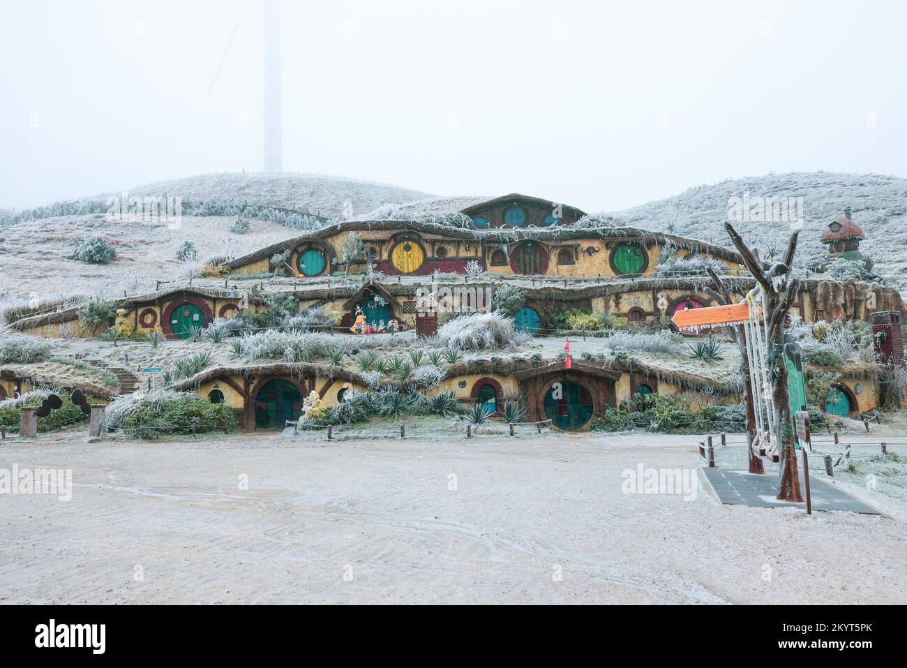 Aerial photo shows the snow scenery of Yangtianhu Scenic Area in Beihu ...