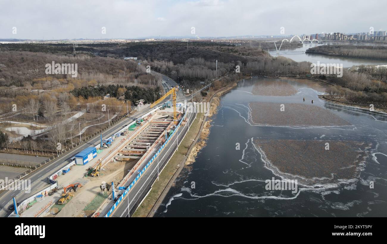 Aerial photo shows the construction site of Dongling Park Station of ...