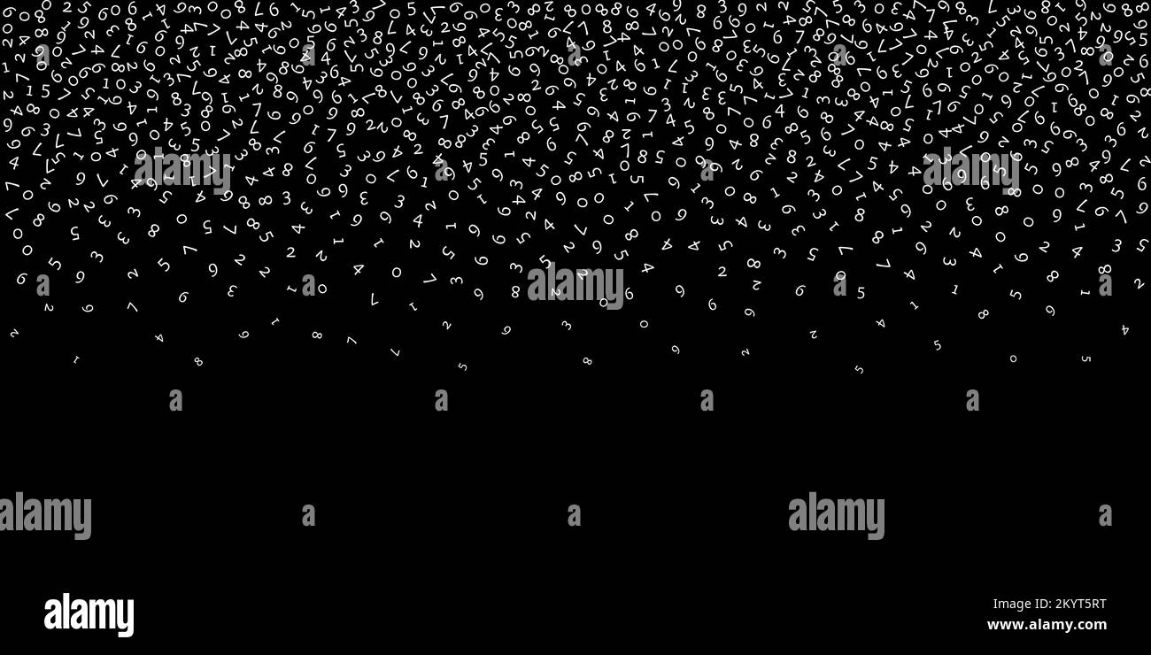 Falling numbers, big data concept. Binary white random flying digits ...