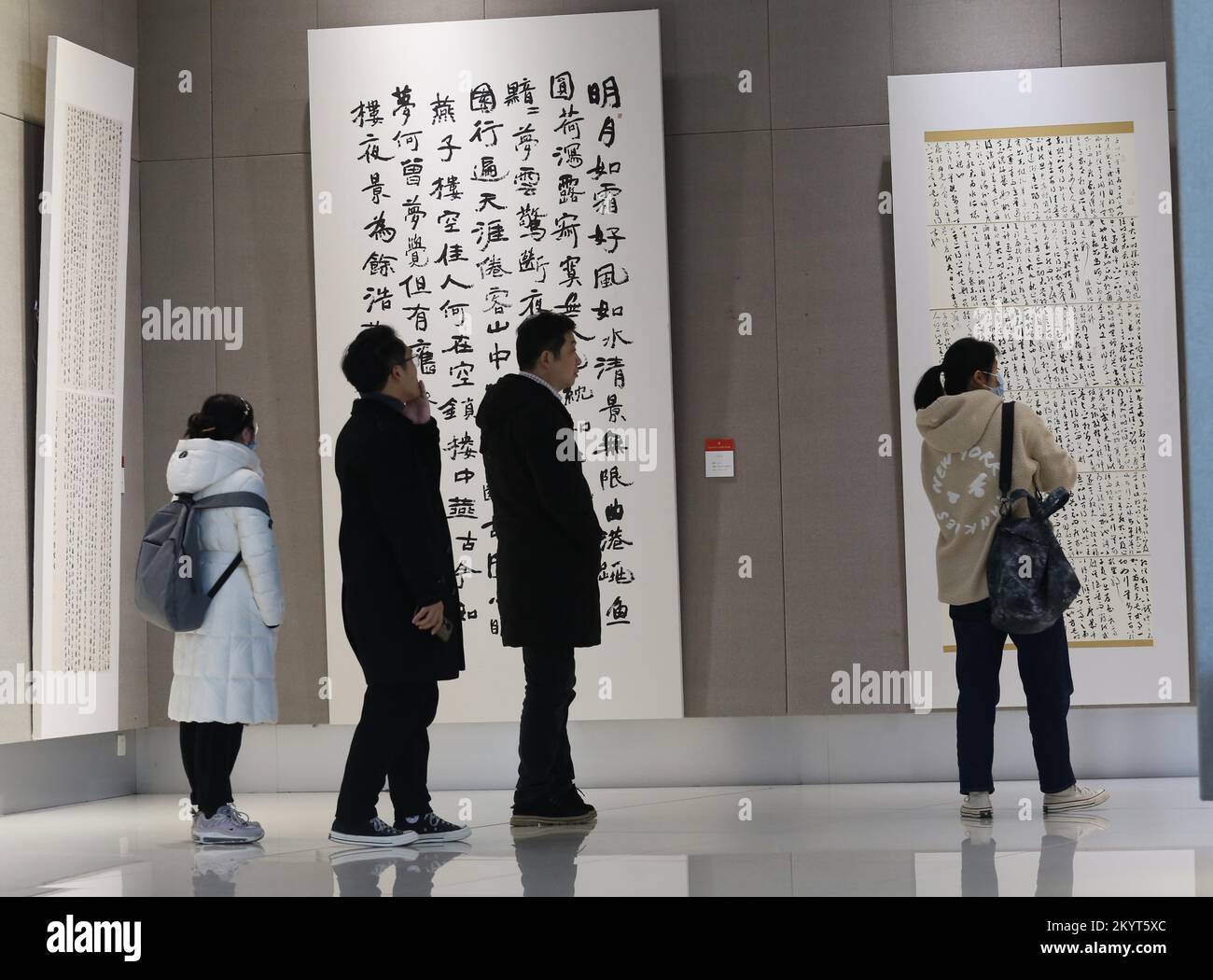 Audiences appreciate the Chinese calligraphy works at the exhibition of ...