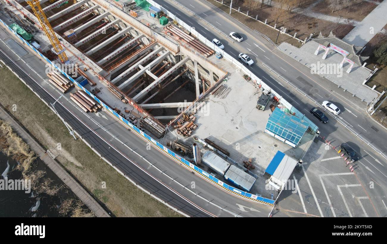 Aerial photo shows the construction site of Dongling Park Station of ...