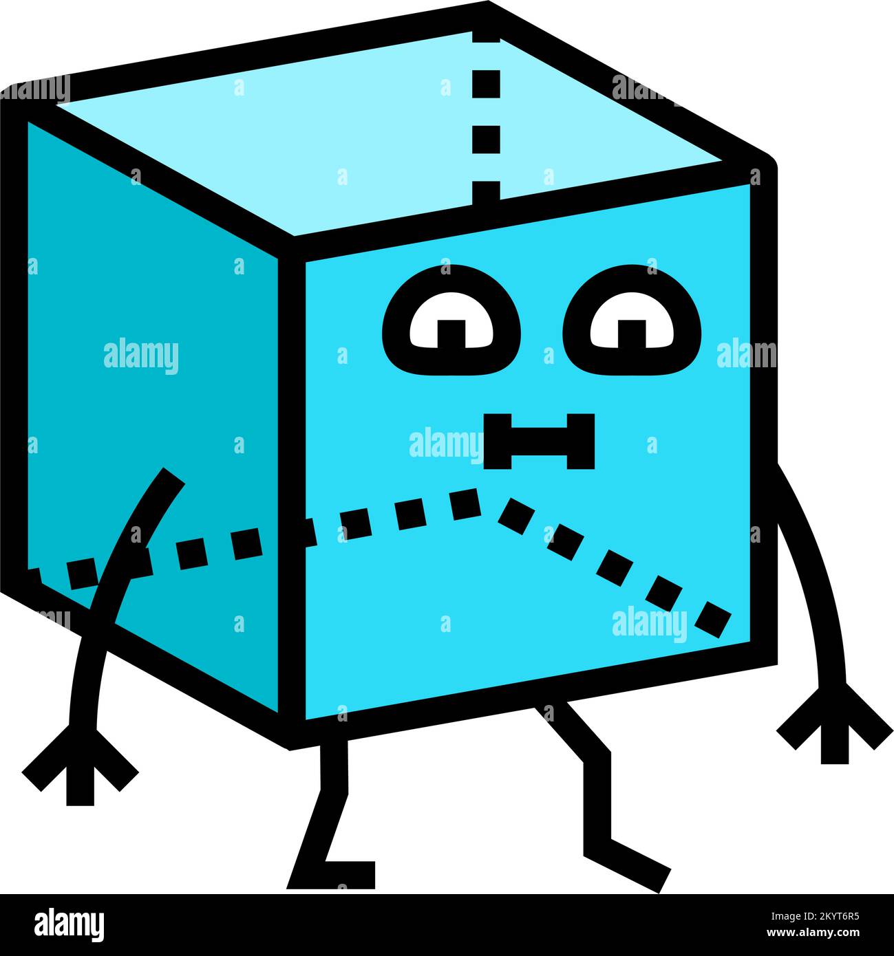 cube geometric shape character color icon vector illustration Stock ...