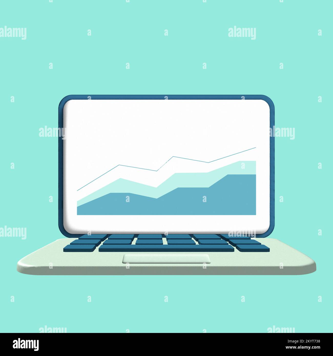 3D laptop with empty screen for mockup concept. Showcase 3D display ...