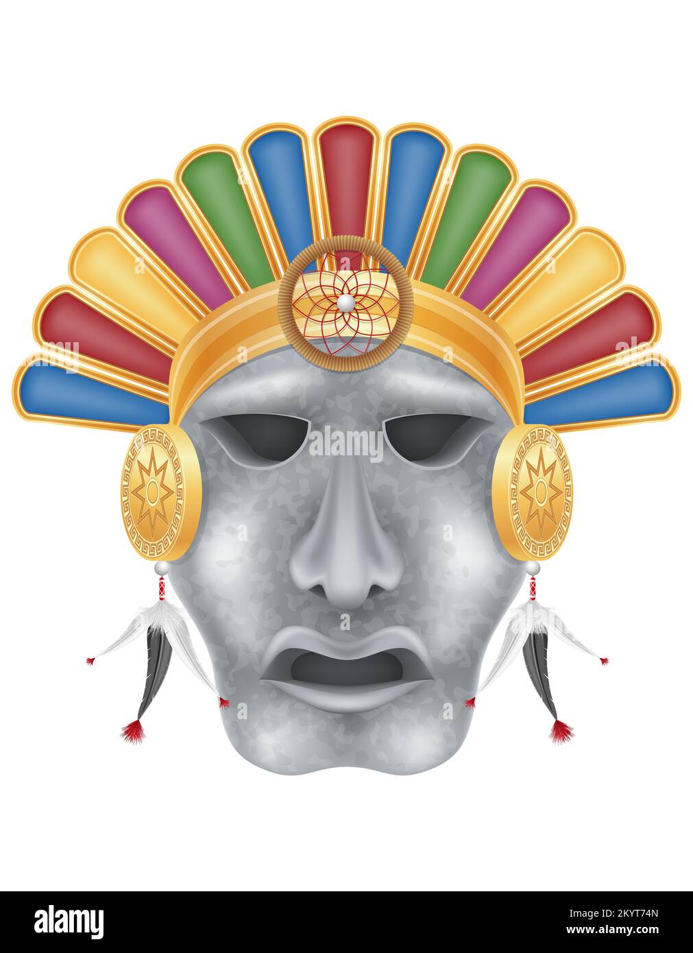 maya ancient ritual mask vector illustration isolated on white ...
